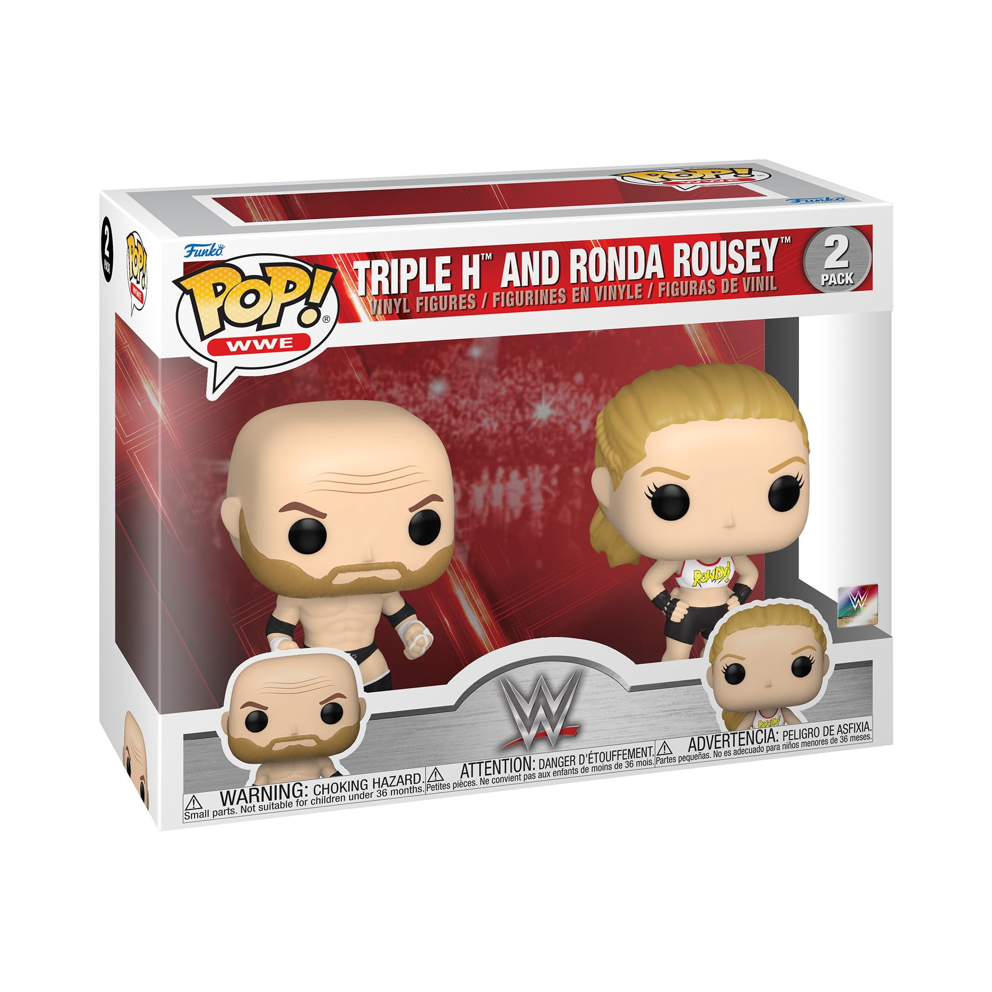 Funko Pop! WWE: Triple H and Rhonda Rousey 2-pack Vinyl Figures ...