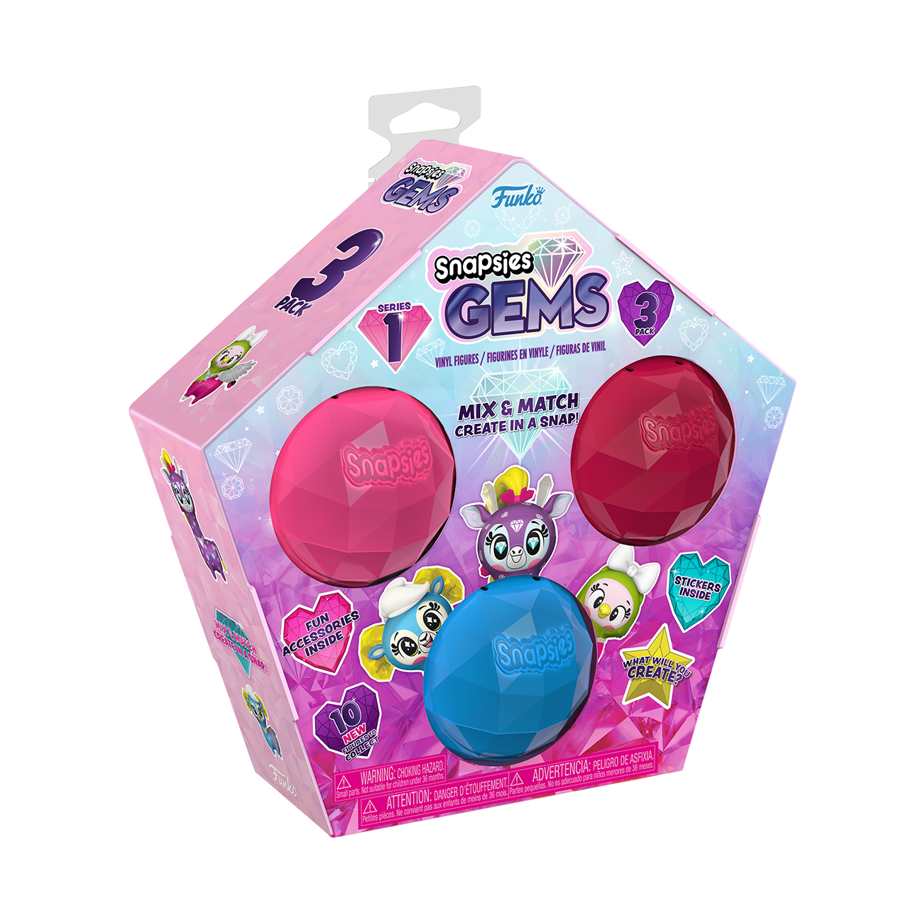 Funko Snapsies Gems 3-Pack Holiday Mix & Match Surprise Blind Capsule ...