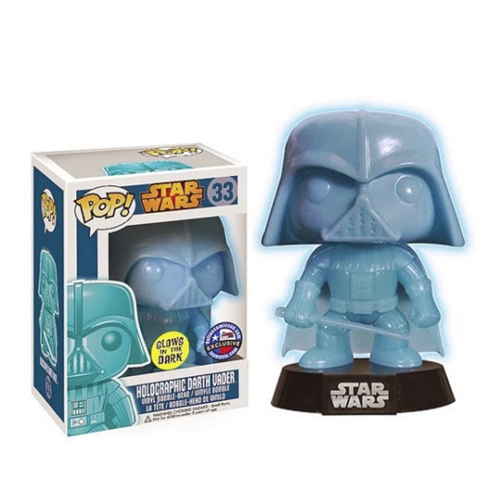 FunkoQ Vinyl: Holographic Darth Vader glow in the dark Exclusive #33 Action Figures Pop ...