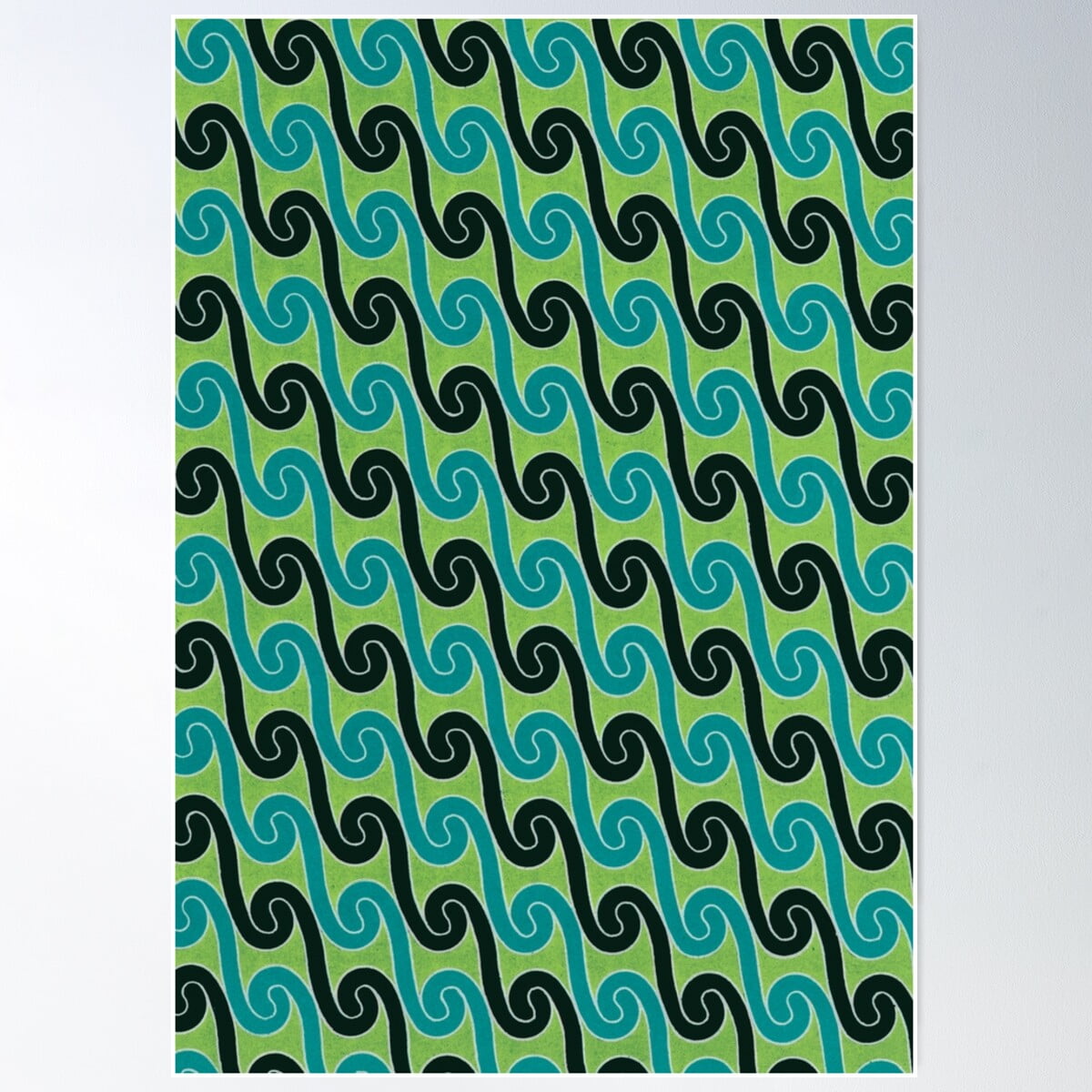 Funky 70S Retro Fashion Green Pattern Poster Wall Art, Modern Wall ...