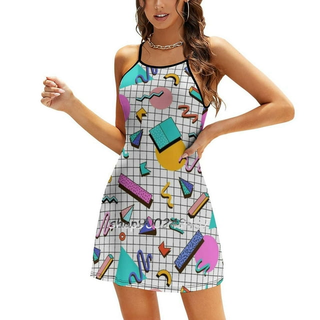 Funky 80S Eighties Memphis Pattern Design Sweet Elegant Dress Women ...