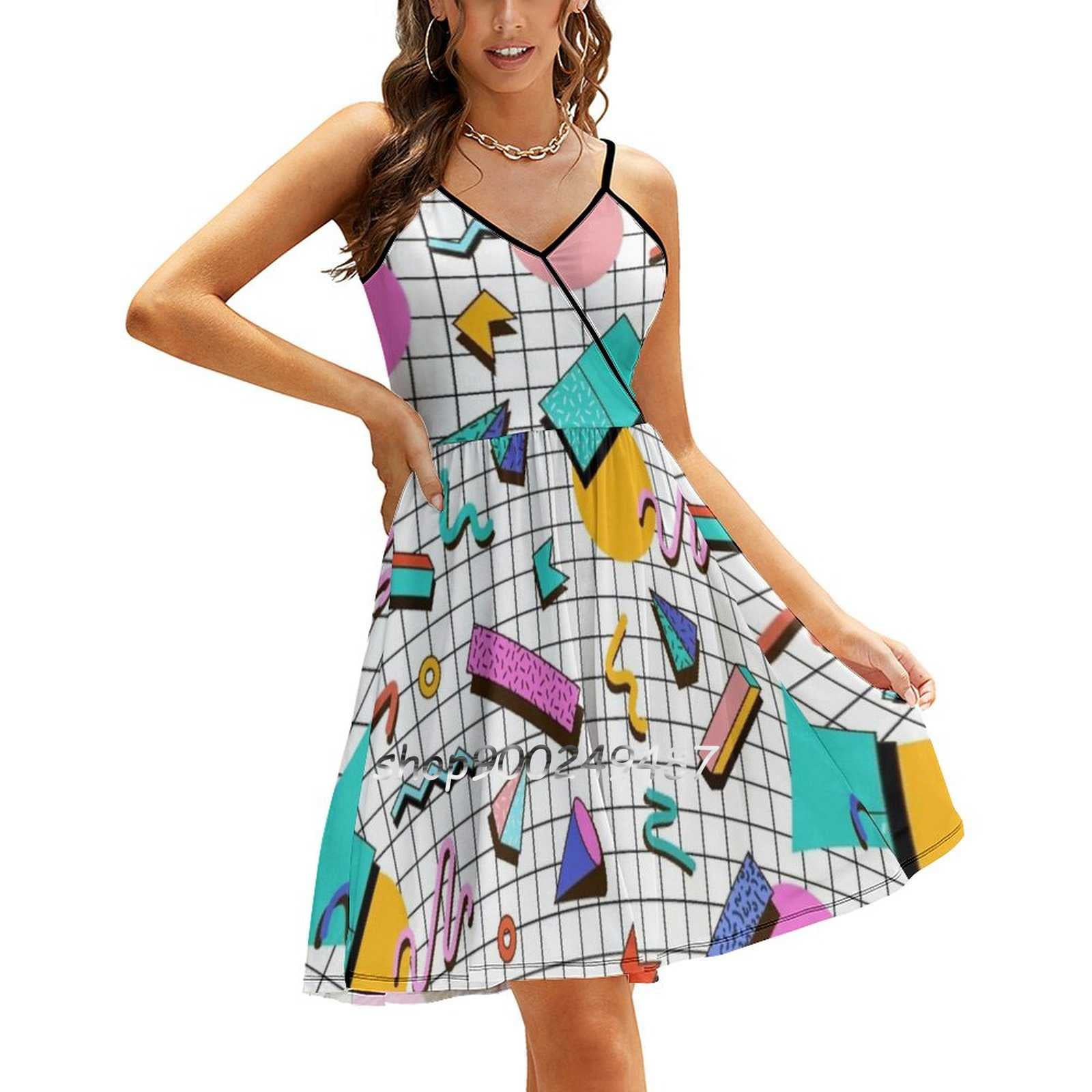 Funky 80S Eighties Memphis Pattern Design Sweet Elegant Dress Women ...