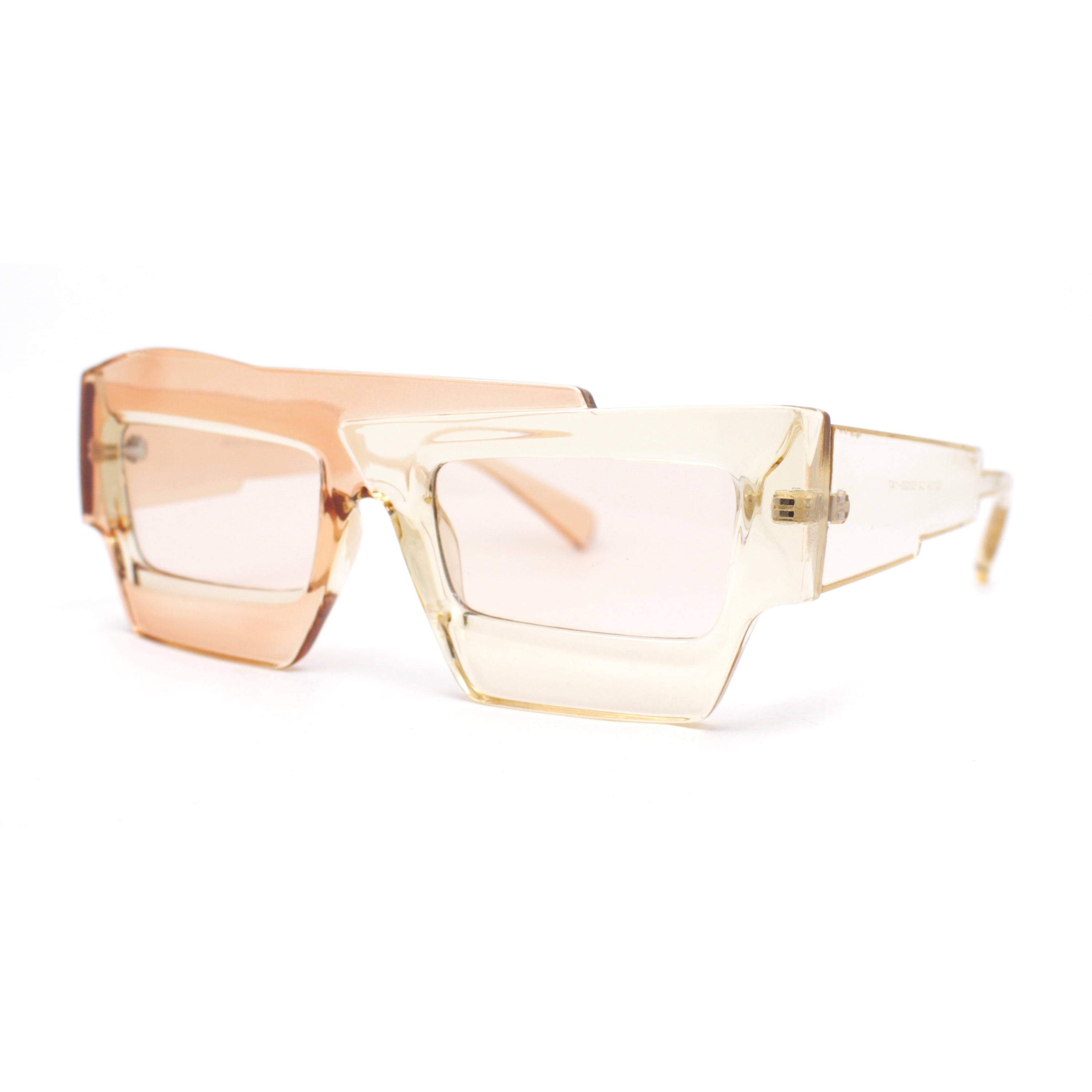 Funky 80s Asymmetrical Rectangle Thick Plastic Horn Rim Arm Sunglasses ...