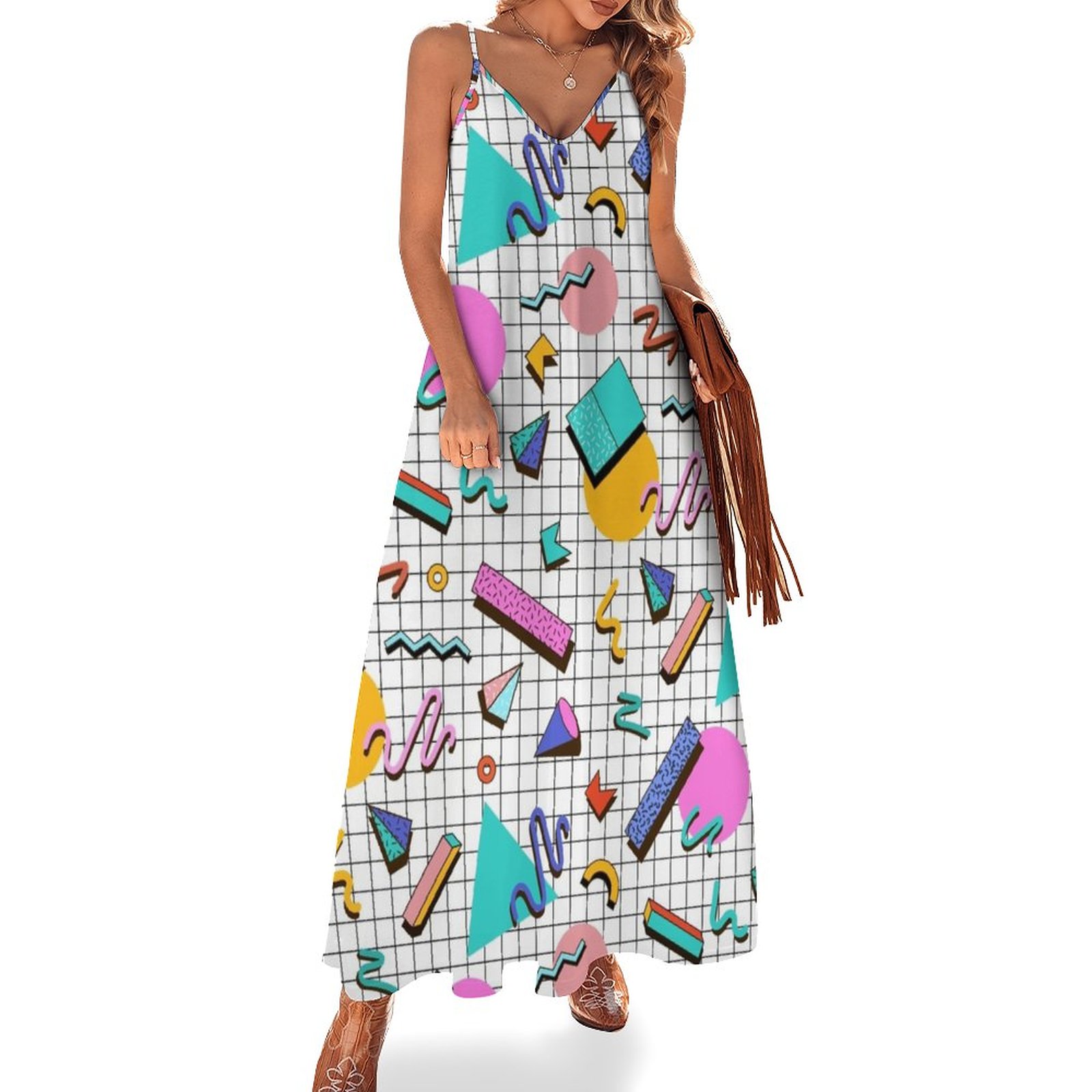 Funky 80s eighties Memphis Pattern Design Sleeveless Dress dresses for ...