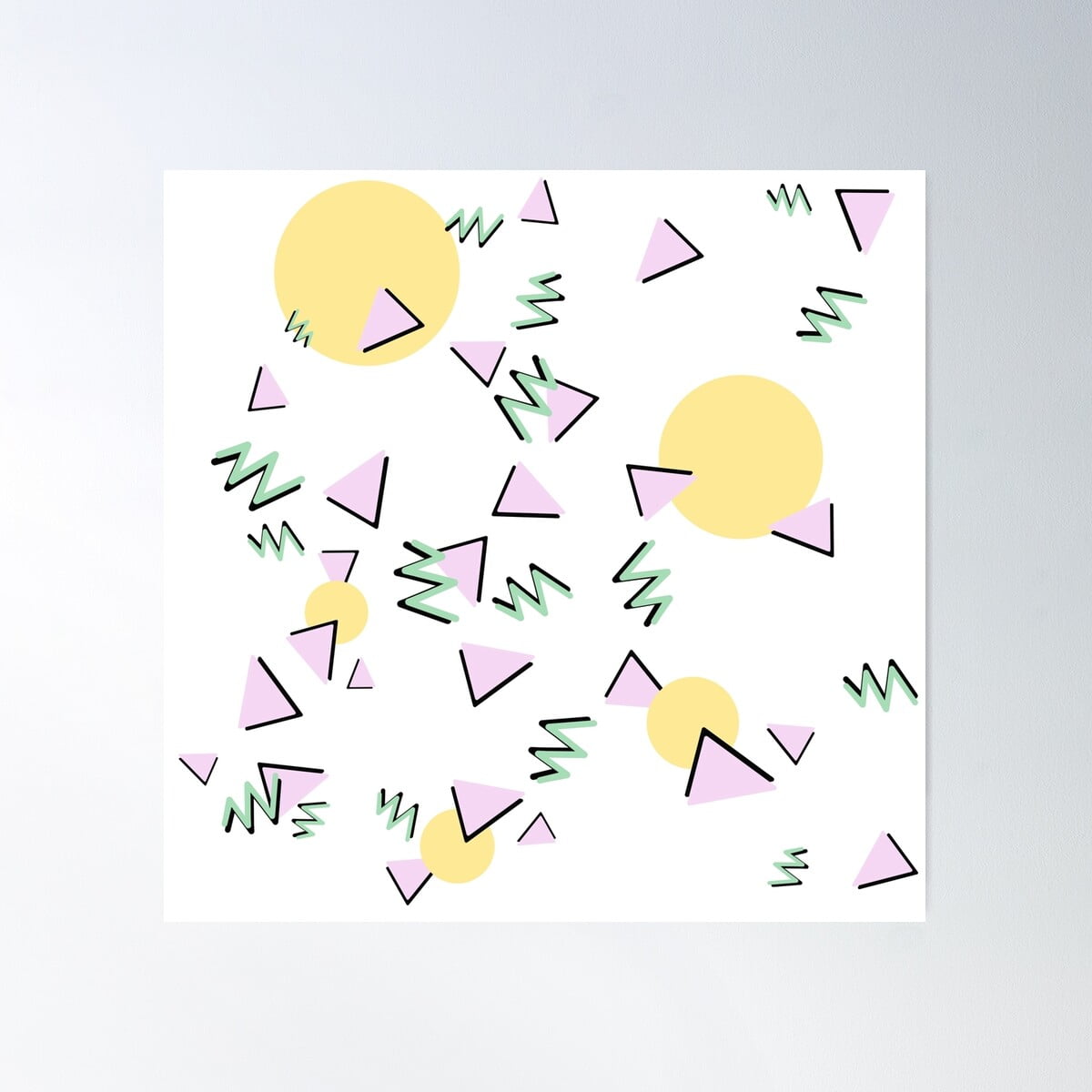 Funky 90S Inspired Pattern Poster Wall Art, Modern Wall Decor For ...