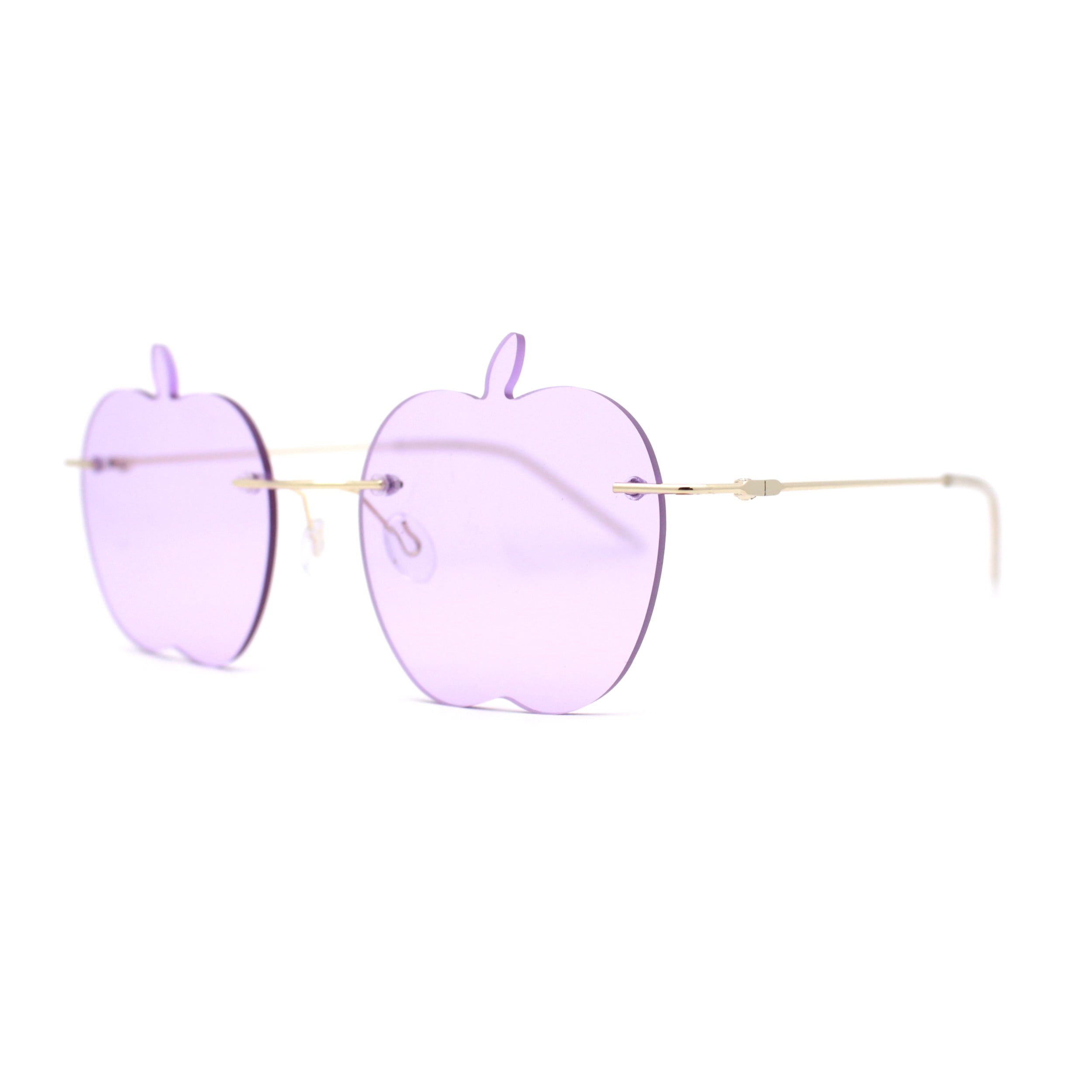 Funky Apple Peach Shape Lens Avant Garde Rimless Pimp Sunglasses Purple ...