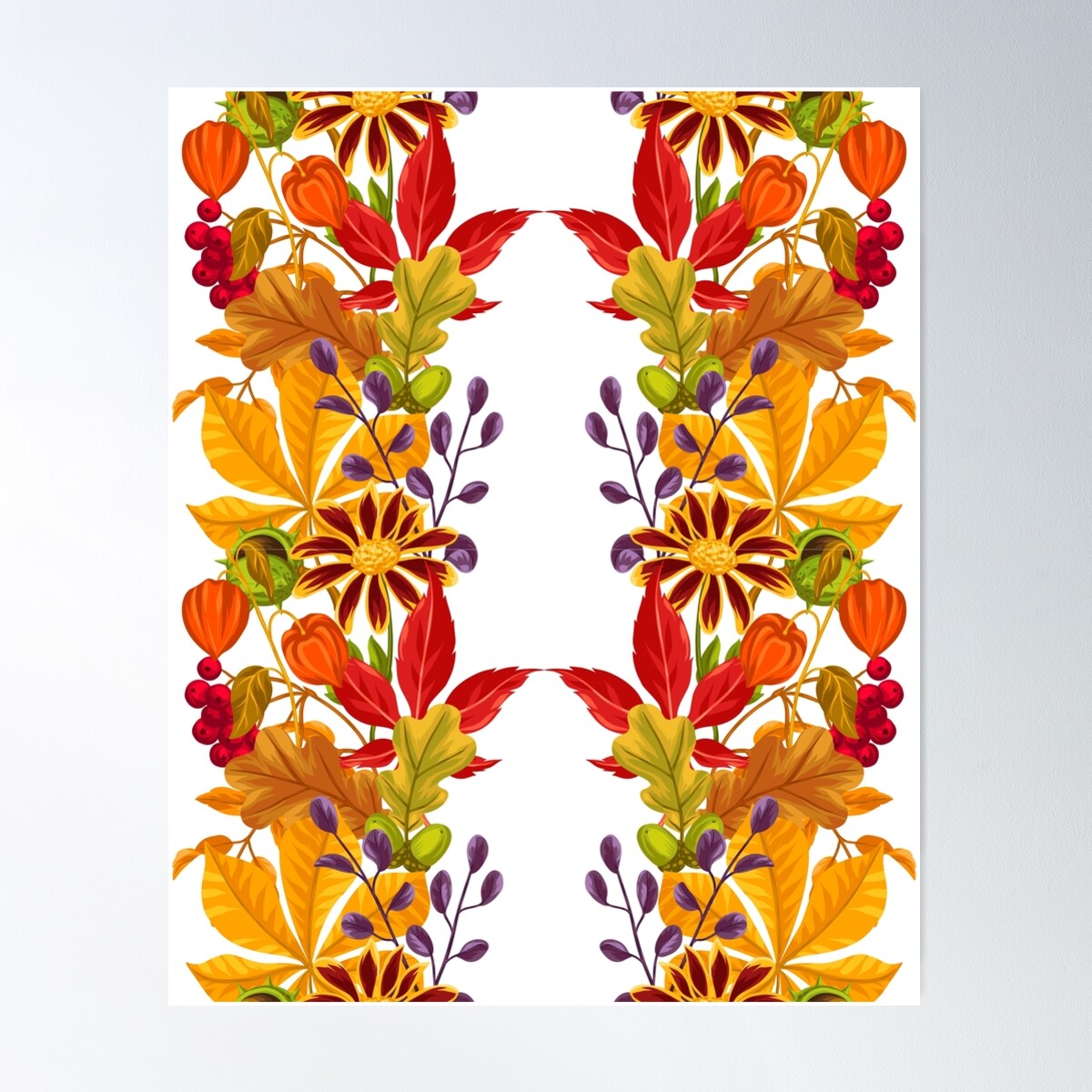 Funky Autumn - Orange Tumble Columns Poster Wall Art, Modern Wall Decor ...