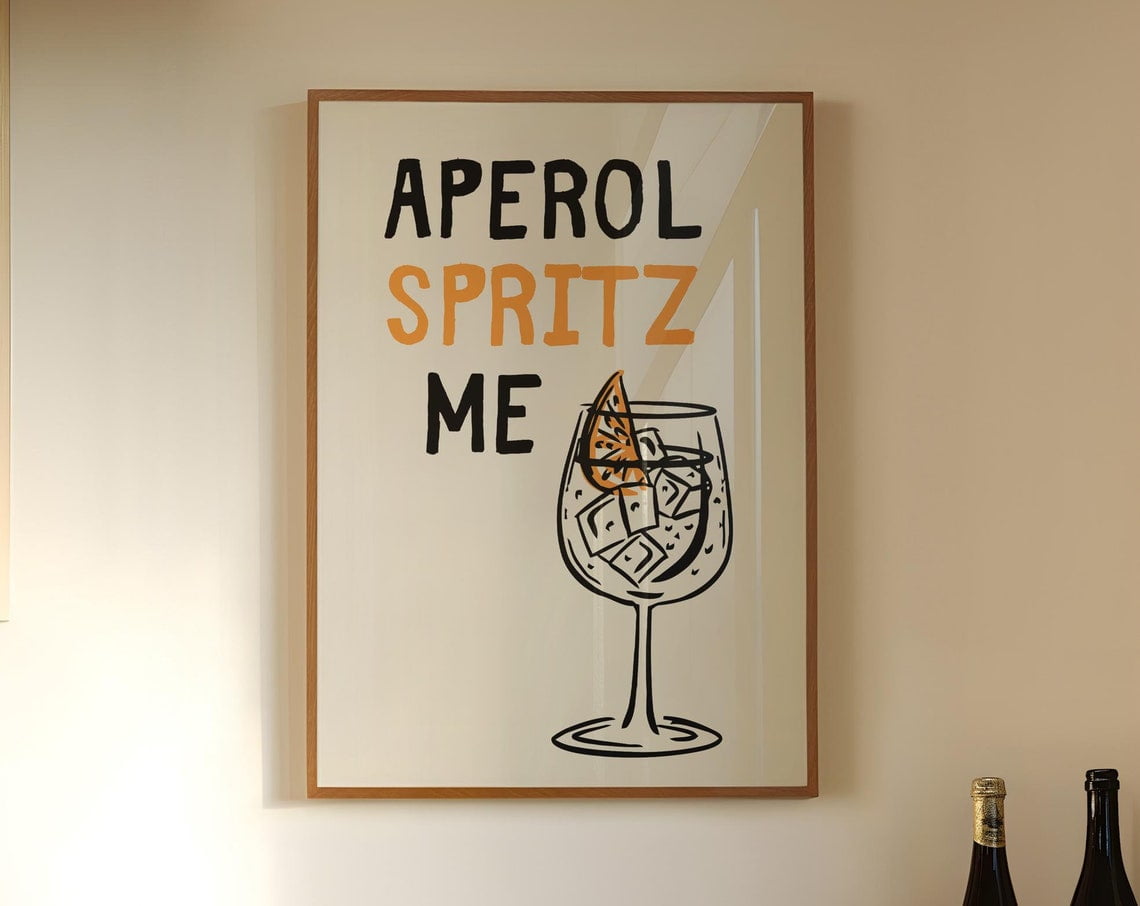 Funky Bar Cart Decor, Aperol Spritz Print, Trendy Cocktail Poster, Bar ...