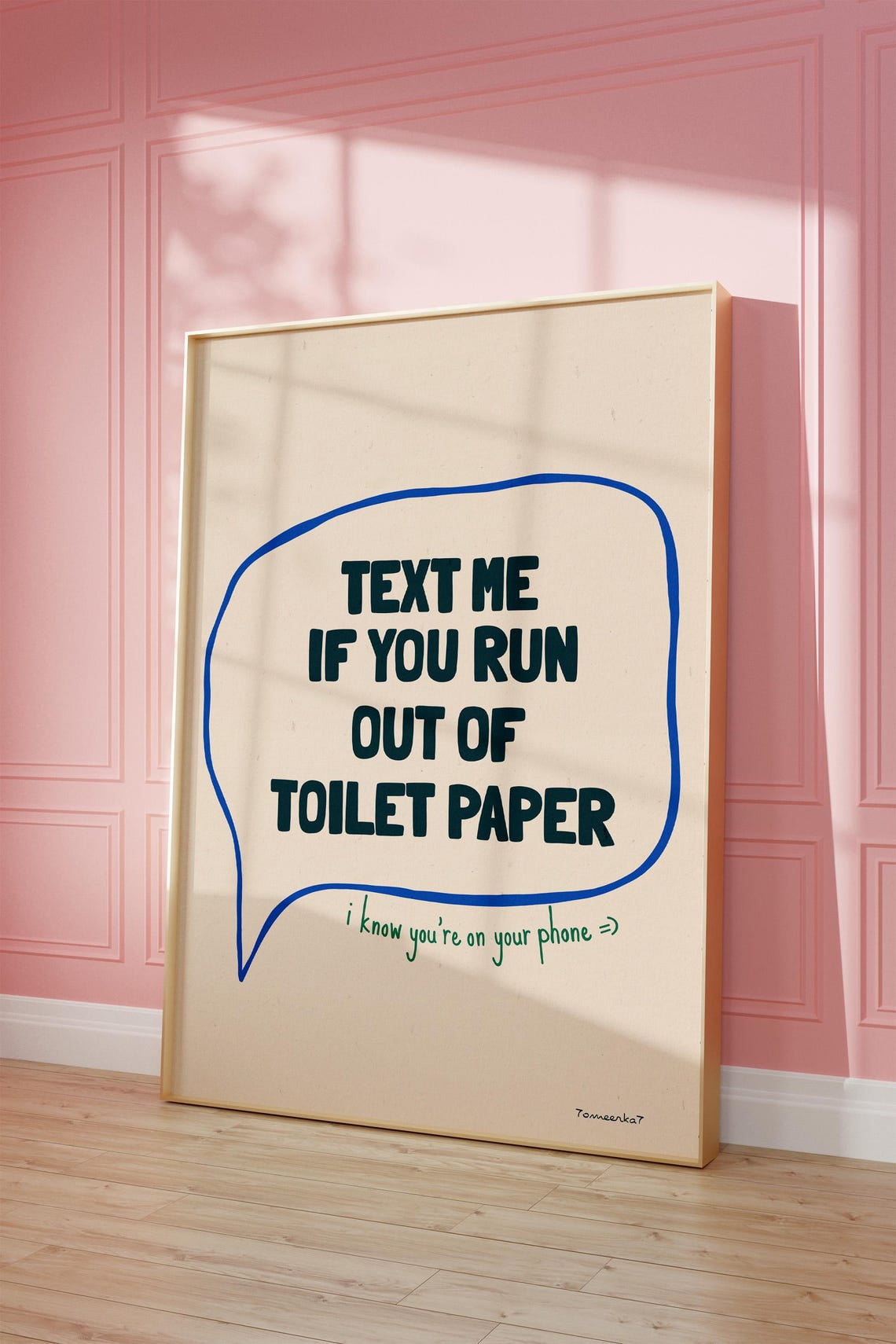 Funky Bathroom Poster Quote Tet Wall Art Trendy Blue Retro Dopamine ...