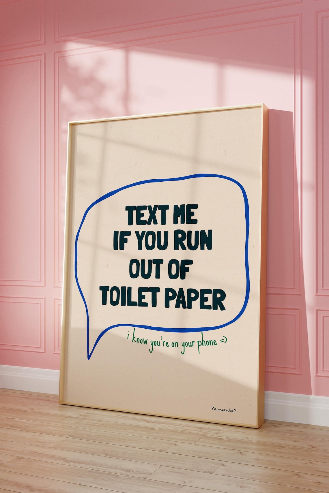 Funky Bathroom Poster Quote Tet Wall Art Trendy Blue Retro Dopamine ...