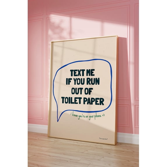 Funky Bathroom Poster Quote Tet Wall Art Trendy Blue Retro Dopamine ...
