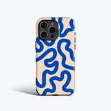 Funky Blue Wavy Lines Retro Aesthetic Art iPhone Case 17 16 15 14 13 12 ...