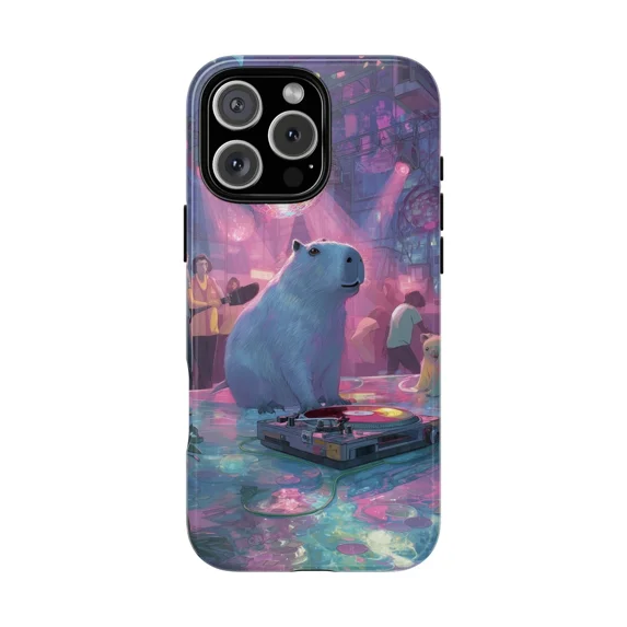 Funky Capybara DJ at a Disco Party Themed Phone Case with iPhone 17 to ...