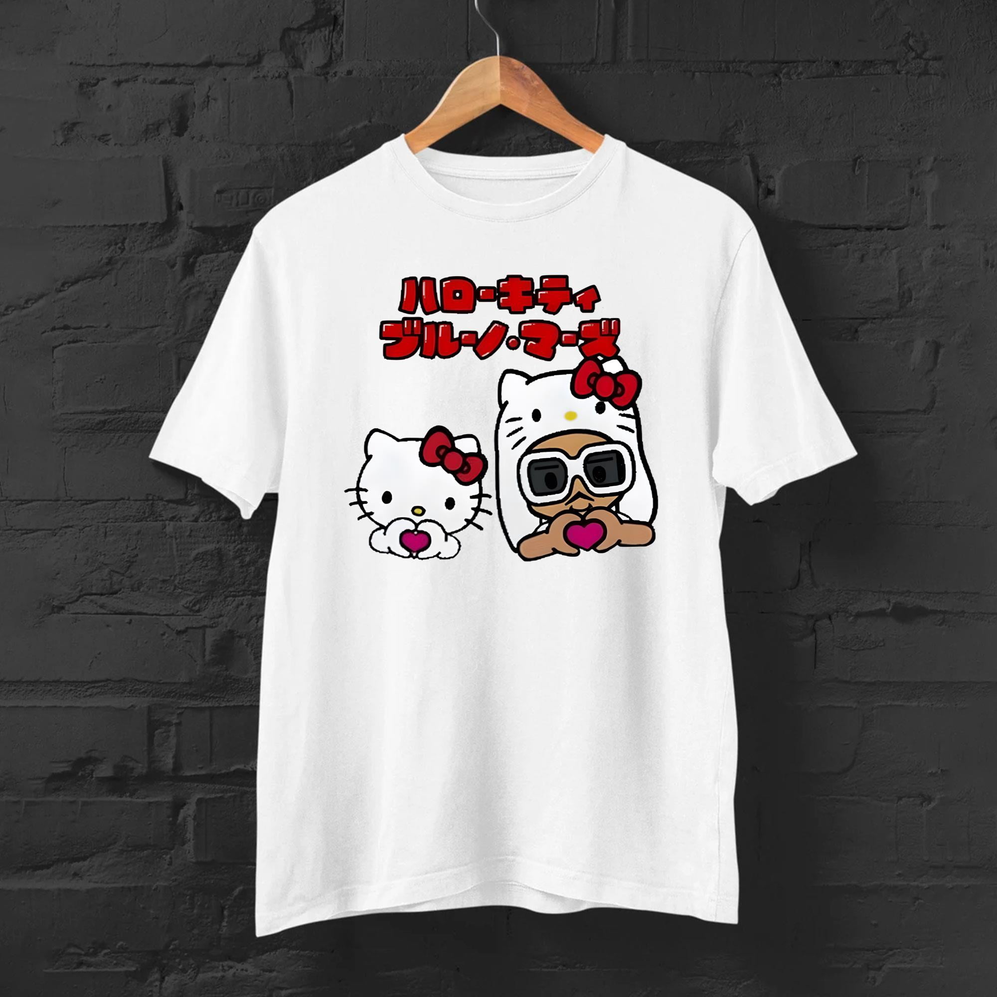 Funky Cartoon Collab Style Shirt, Colorful Kawaii Music Graphic Tee ...
