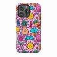 Funky Colorful Cartoon Pattern Art iPhone Case 17 16 15 14 13 12 11 Pro ...