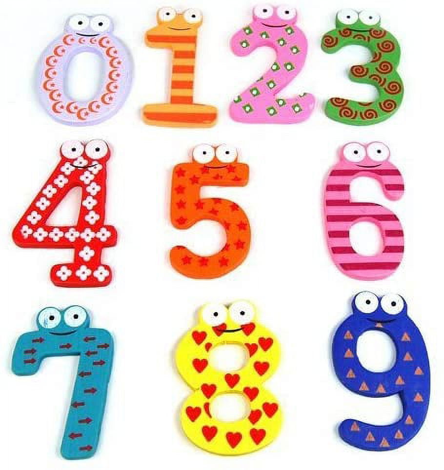 Funky Colorful Digital Magnetic Numbers Wooden Fridge Magnets for Kids ...