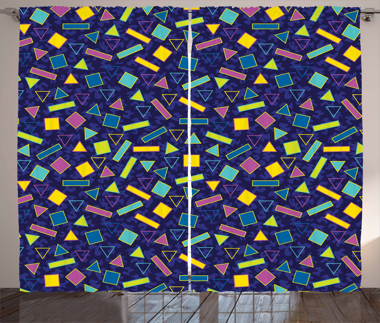 Ambesonne Funky Curtains 2 Panel Set, Retro 80s Memphis Fashion, 108" x ...