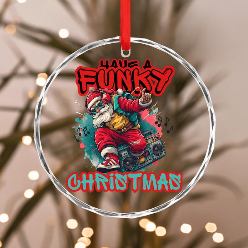 Funky Dancing Santa Christmas Ornament – Unique Glass Holiday Gift ...