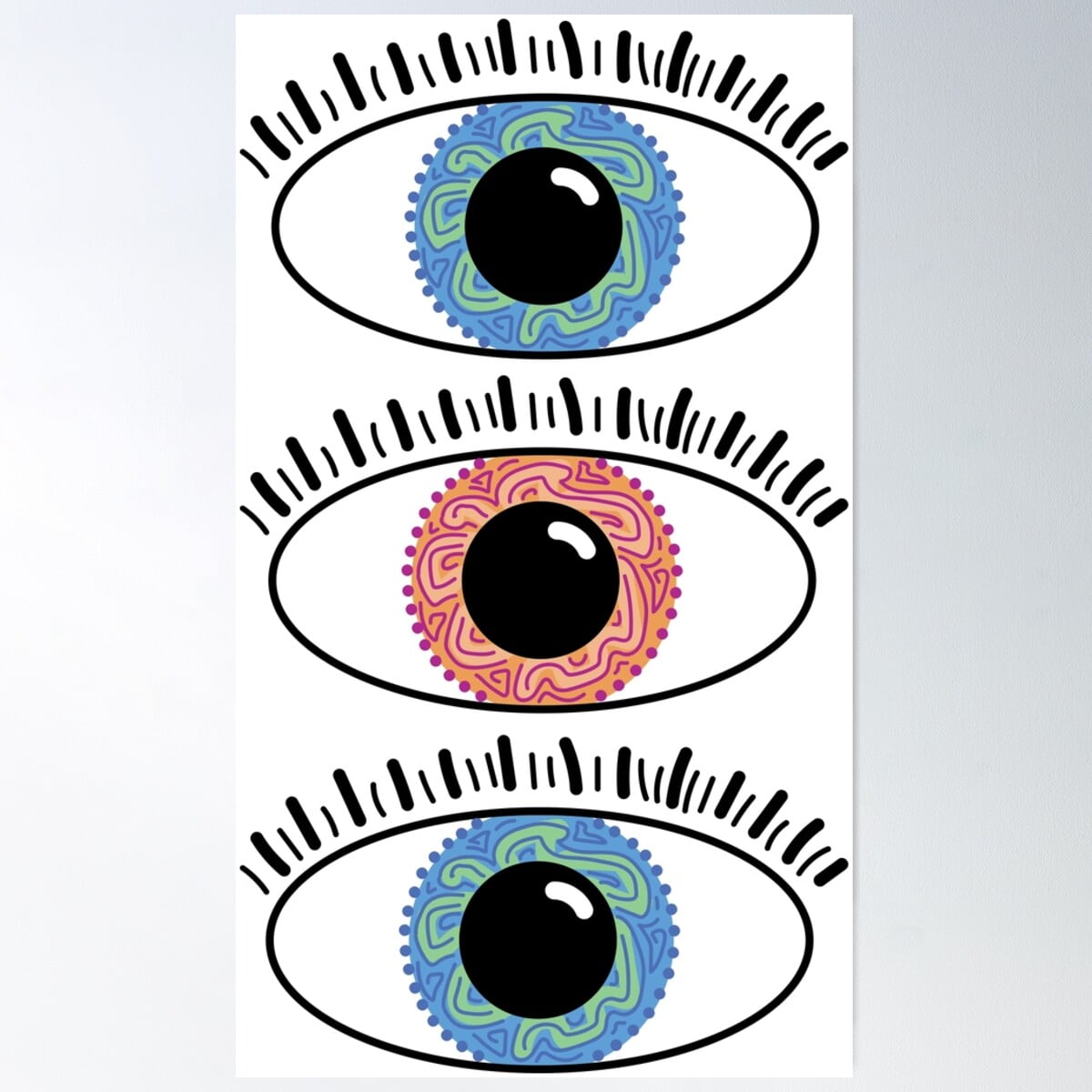 Funky Eyes Poster Wall Art, Modern Wall Decor For Living Room Bedroom ...