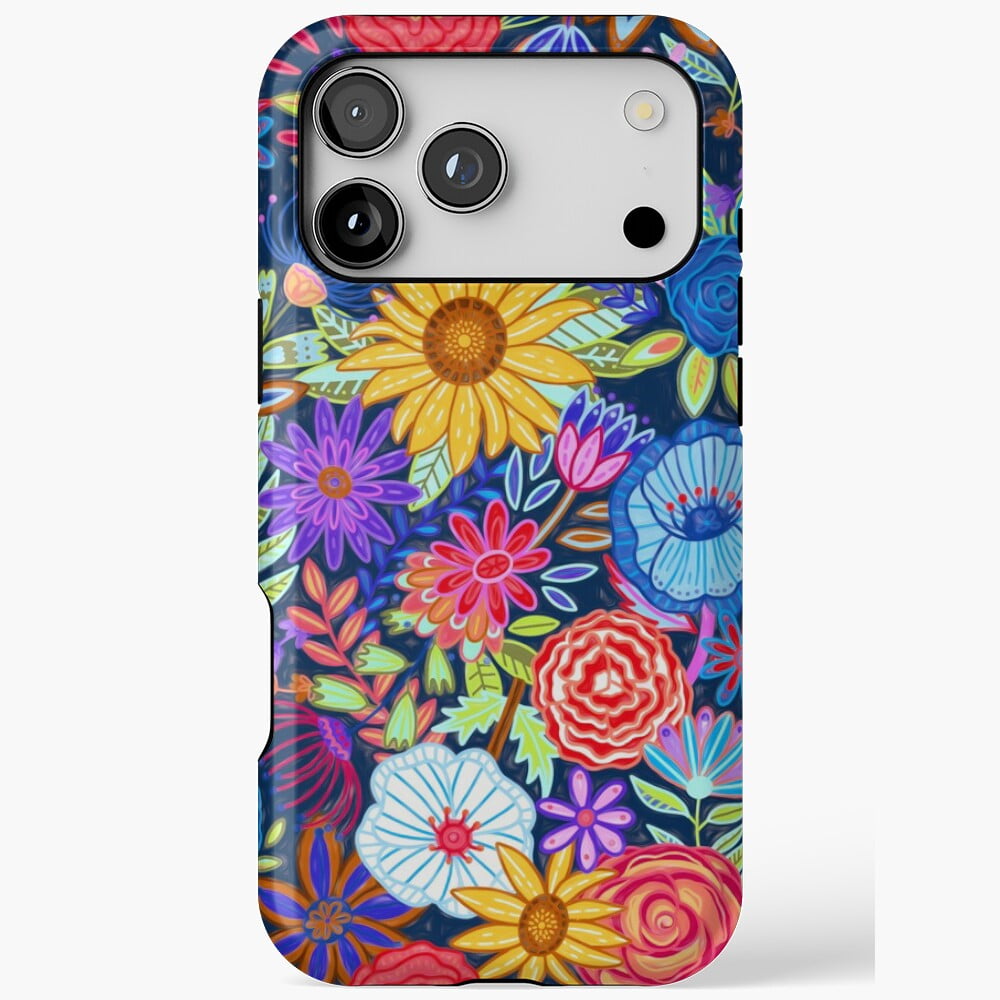 Funky Festive Floral Colorful Pattern iPhone Case 11 to 17 Pro Max ...