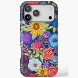 Funky Festive Floral Colorful Pattern iPhone Case 11 to 17 Pro Max ...