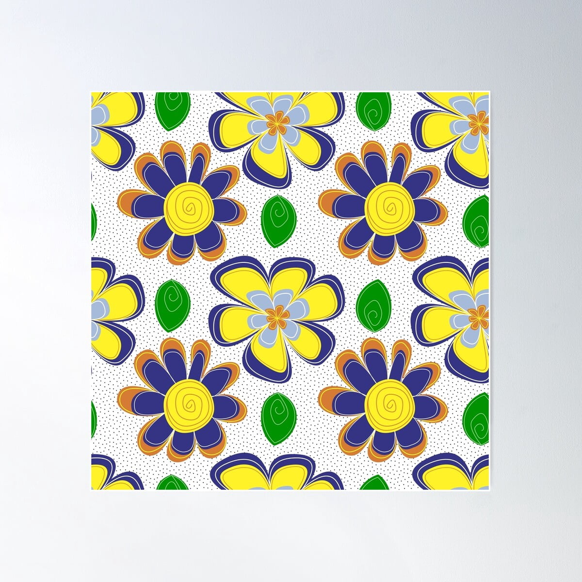 Funky Flowers Poster Wall Art, Modern Wall Decor For Living Room ...