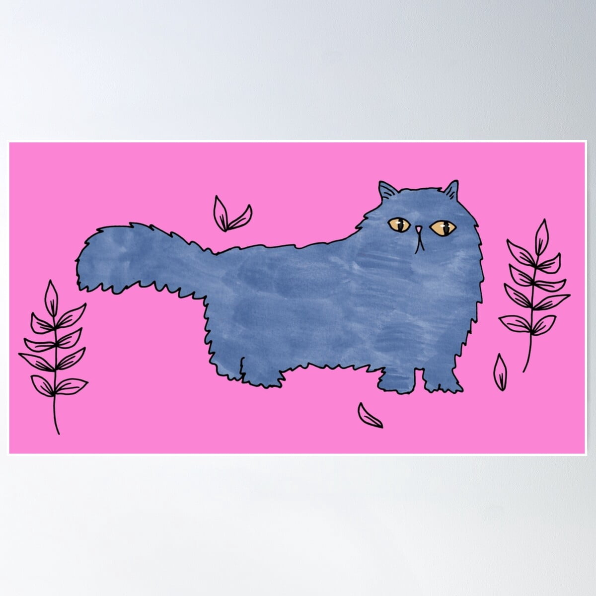 Funky Fluffy Kitty Cat Poster Wall Art, Modern Wall Decor For Living ...