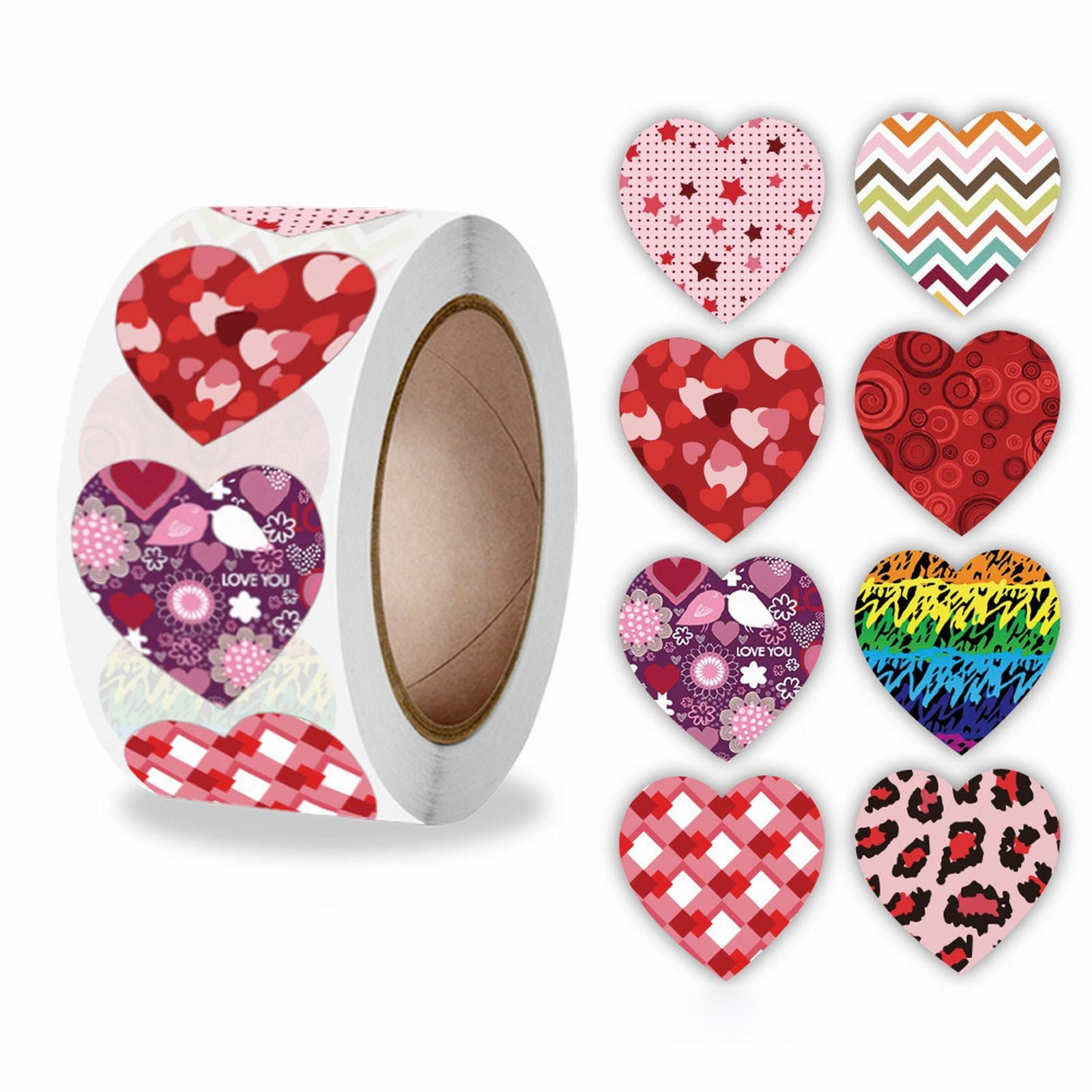 Funky Heart Roll Stickers Valentine's Day Colorful Heart Shaped ...