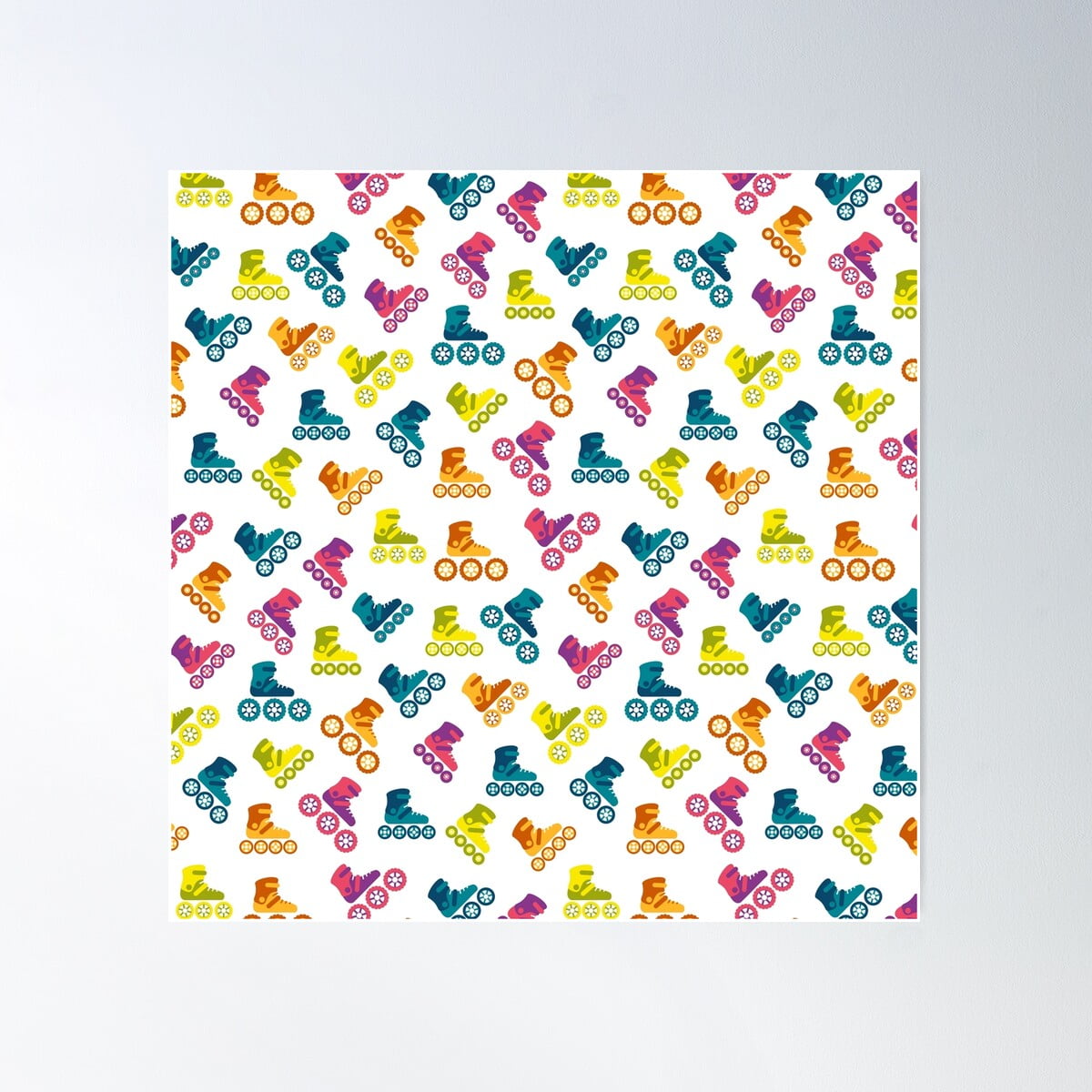 Funky Inline Skates On White Poster Wall Art, Modern Wall Decor For ...