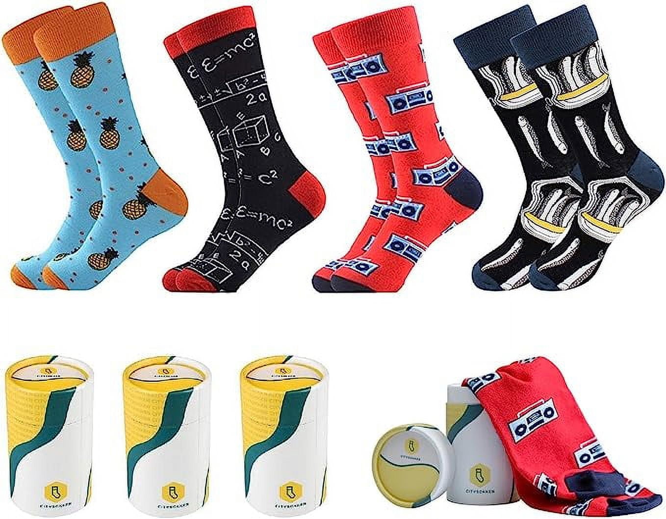 Blue Block Factory Funky Jazzy Dress Socks 4 Pack - Printed & Patterned ...