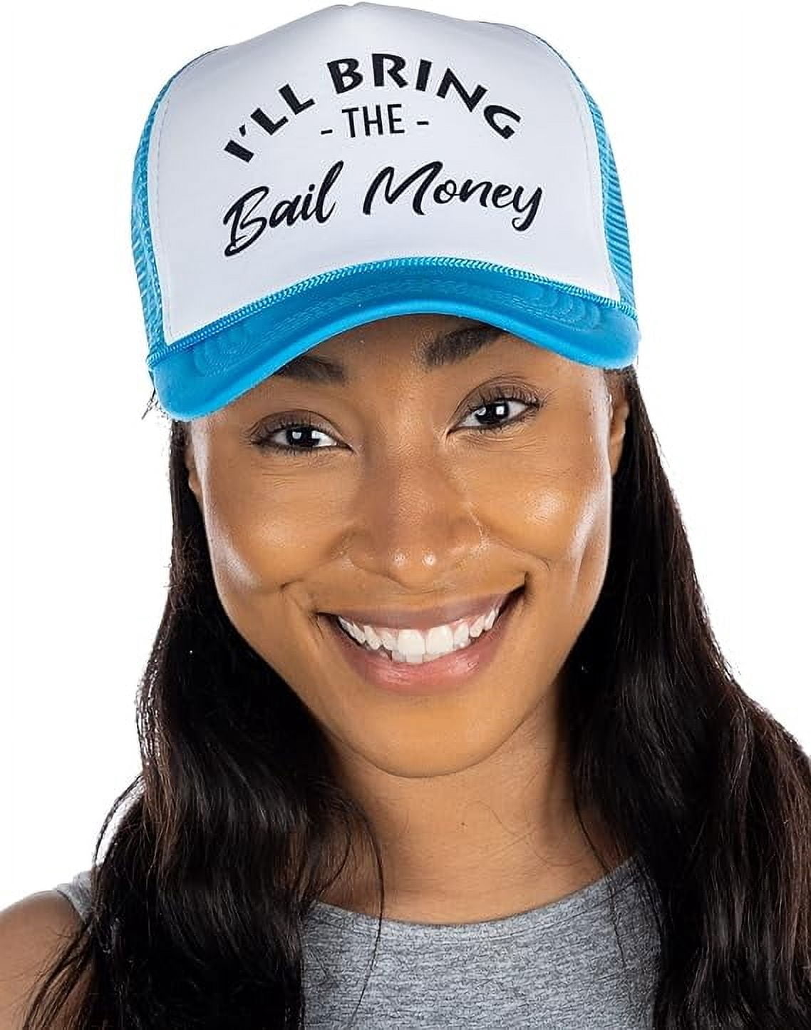Funky Junque Foam Trucker Hat - I'll Bring The Bail Money (White/Aqua ...