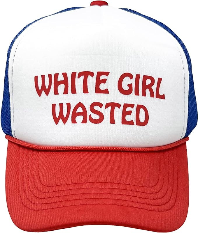 Funky Junque Foam Trucker Hat - White Girl Wasted (White/Red/Blue ...