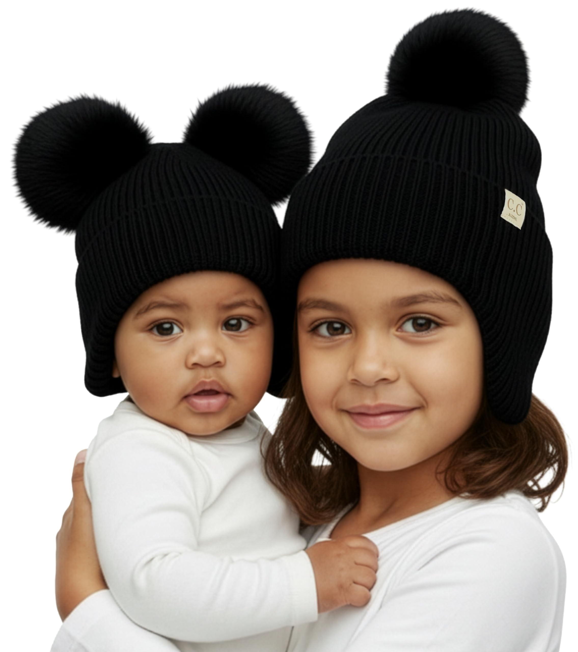 Funky Junque Matching Infant & Toddler Pom Beanies – Winter Knit Hats ...