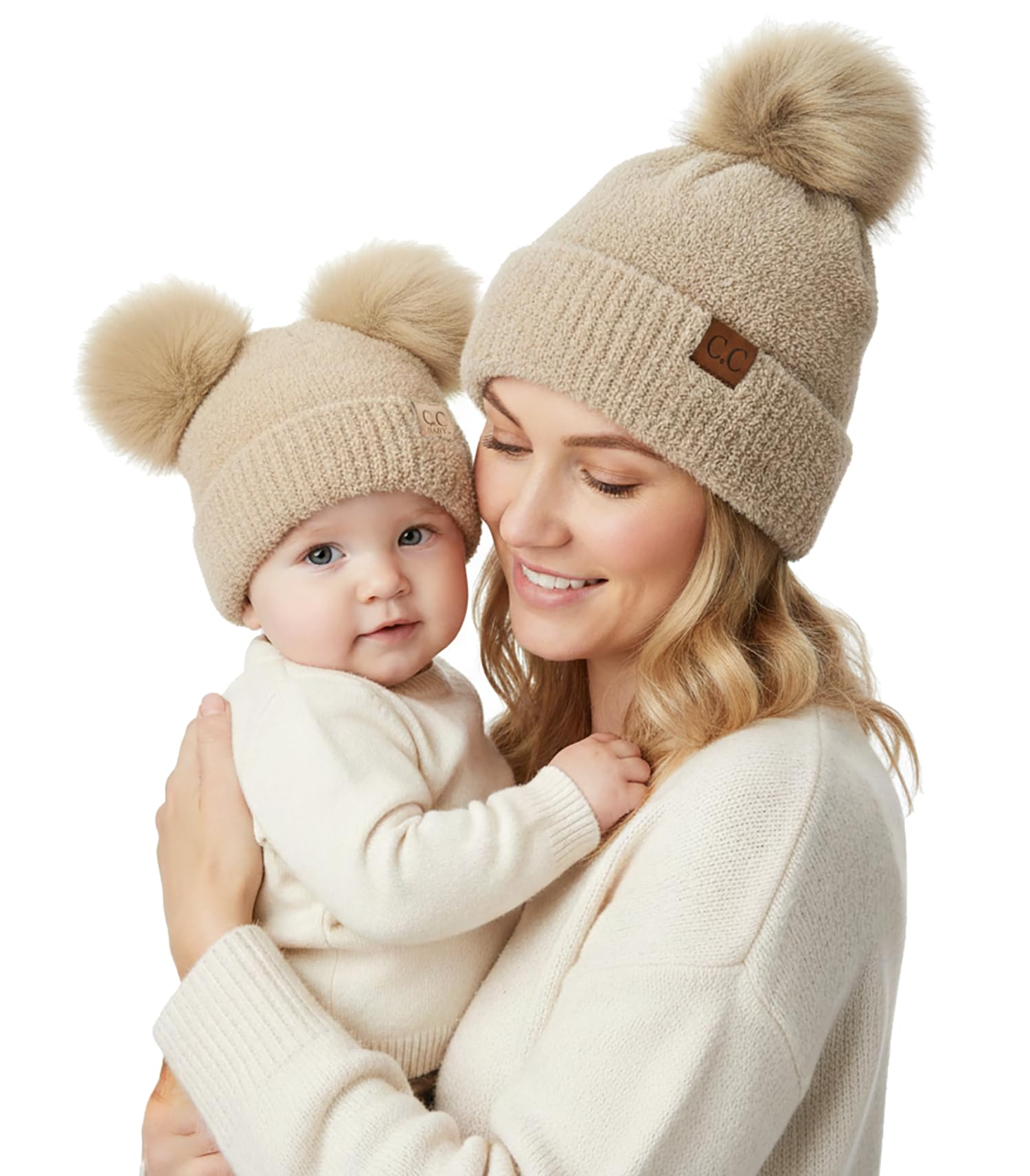 Funky Junque Mommy & Me Double Pom Beanies – Mama & Baby Mini Matching ...