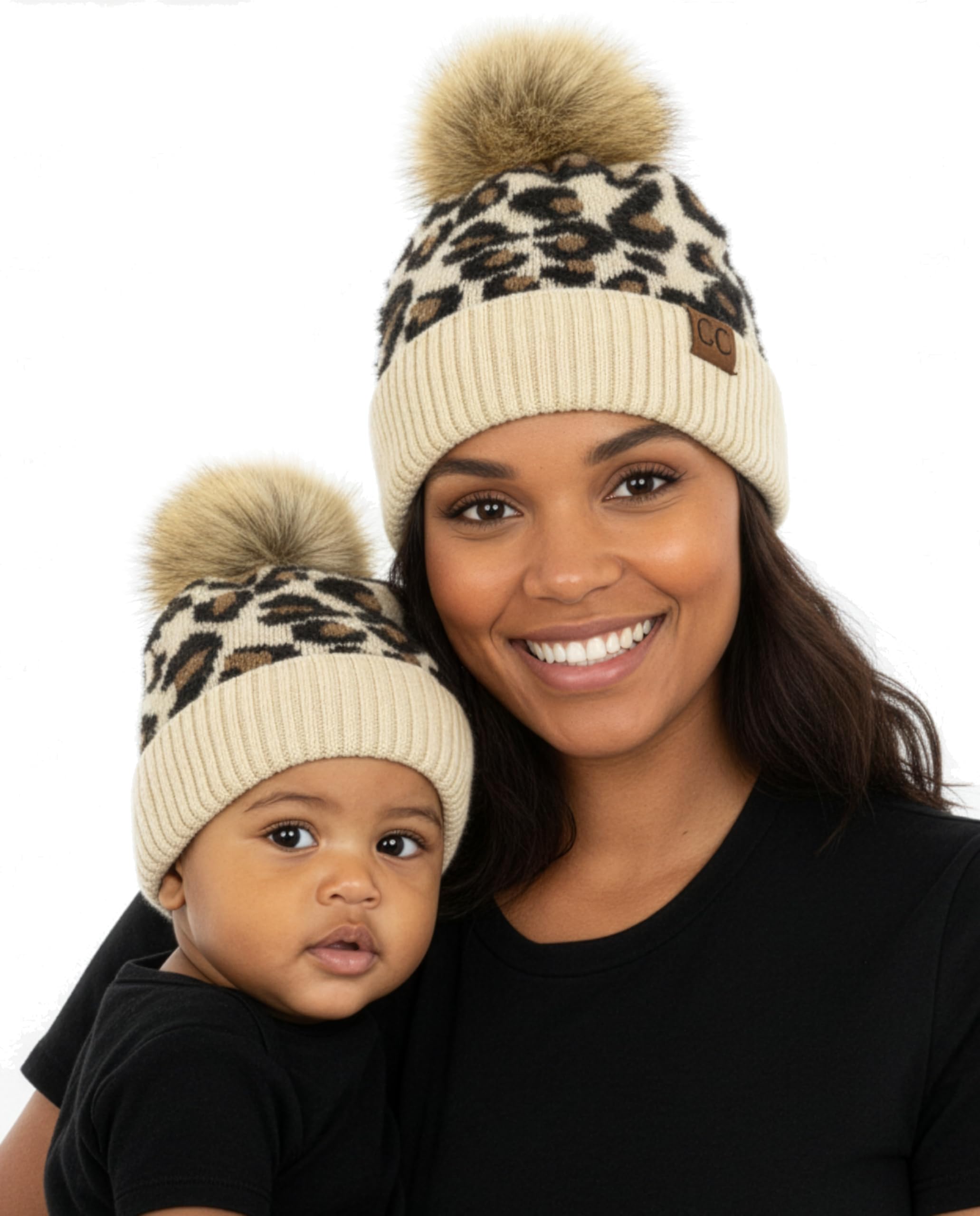 Funky Junque Mommy & Me Pom Beanies – Mama & Baby Mini Matching Winter ...