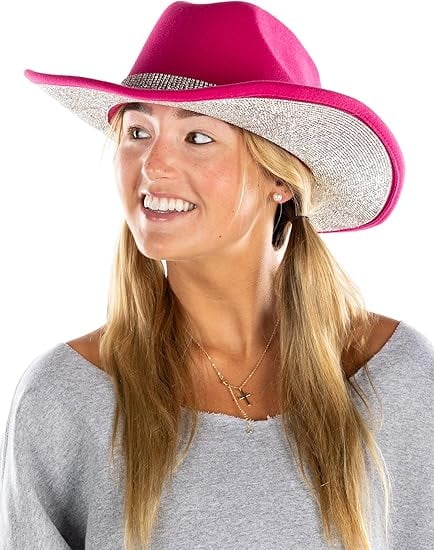 Funky Junque Pink Rhinestone Cowgirl Hat – Sparkly Western Cowboy Hat ...
