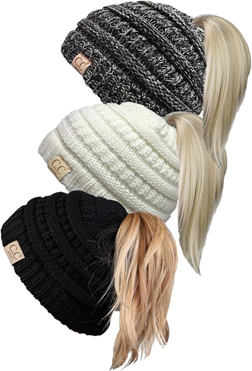 Funky Junque Toddler Girl Ponytail Beanie (Ages 2–7) – Kids Messy Bun ...