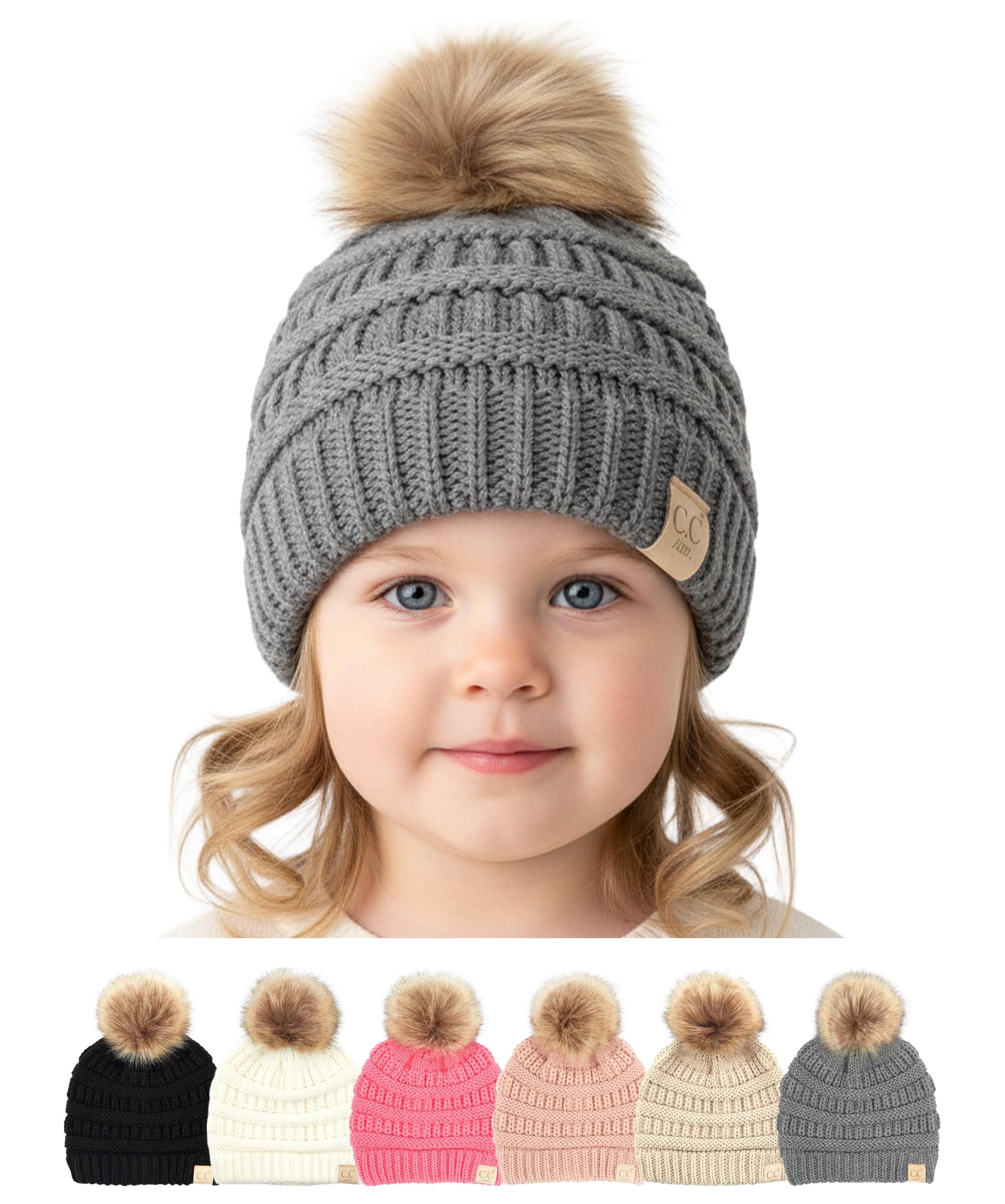 Funky Junque Toddler Pom Beanie – Kids Winter Hat for Ages 1–4, Baby ...