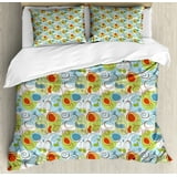 Funky King Size Duvet Cover Set, Whimsical Fun Pattern with Random ...