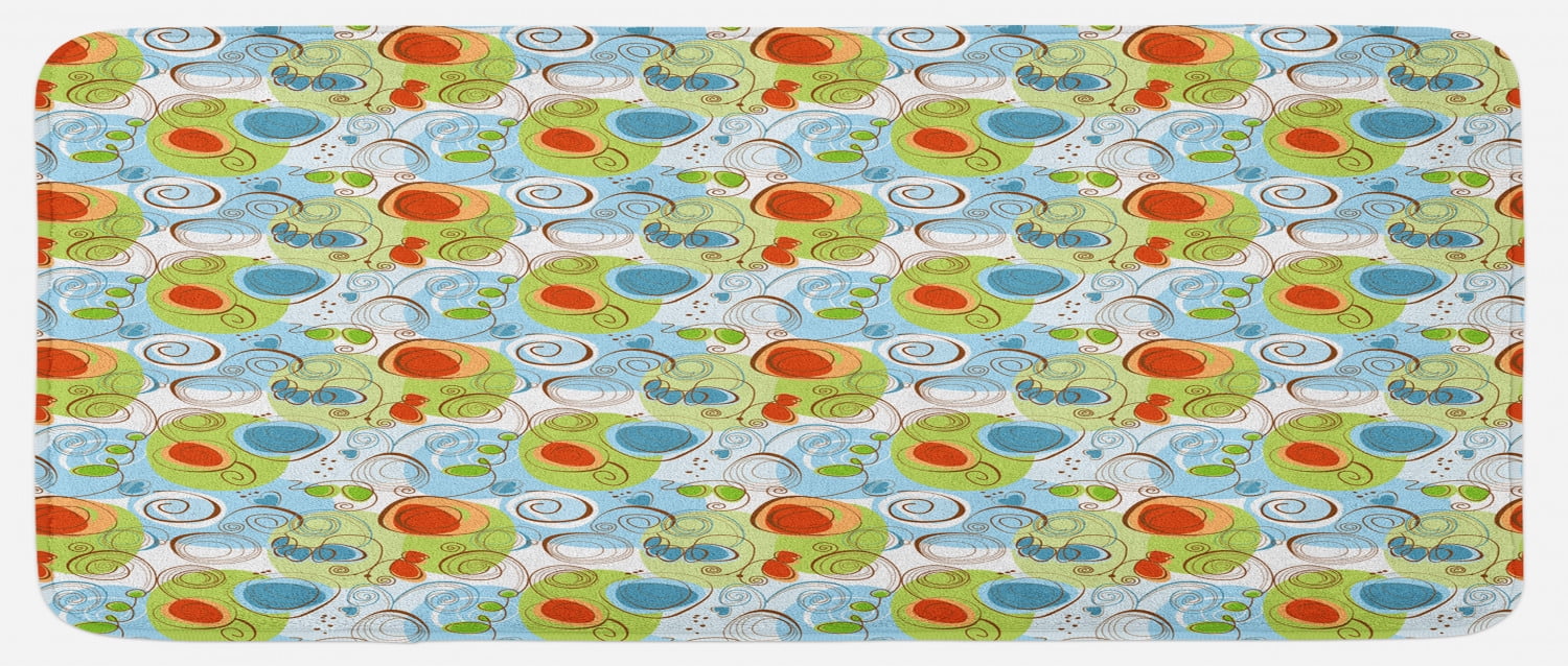 Funky Kitchen Mat, Whimsical Fun Pattern with Random Swirls Spirals ...