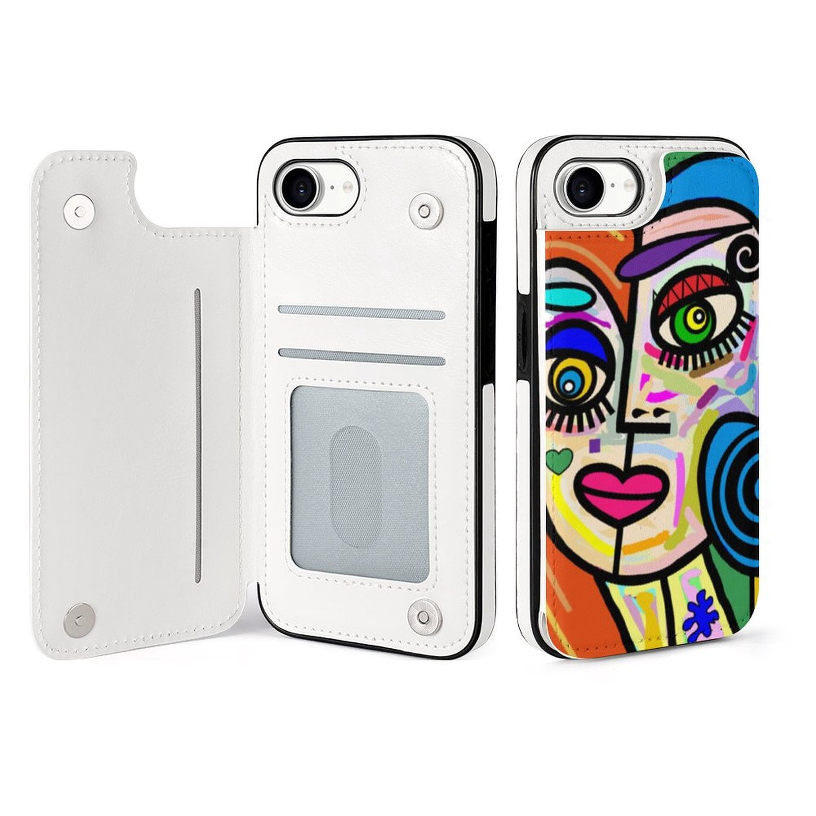 Funky Ladies Abstract Face No 2 Leather Wallet Case for iPhone 16 Pro ...