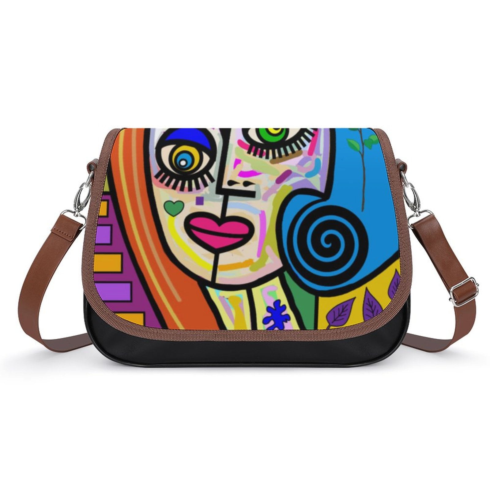 Funky Ladies Abstract Face No 2 Pu Leather Shoulder Bag Essential For ...