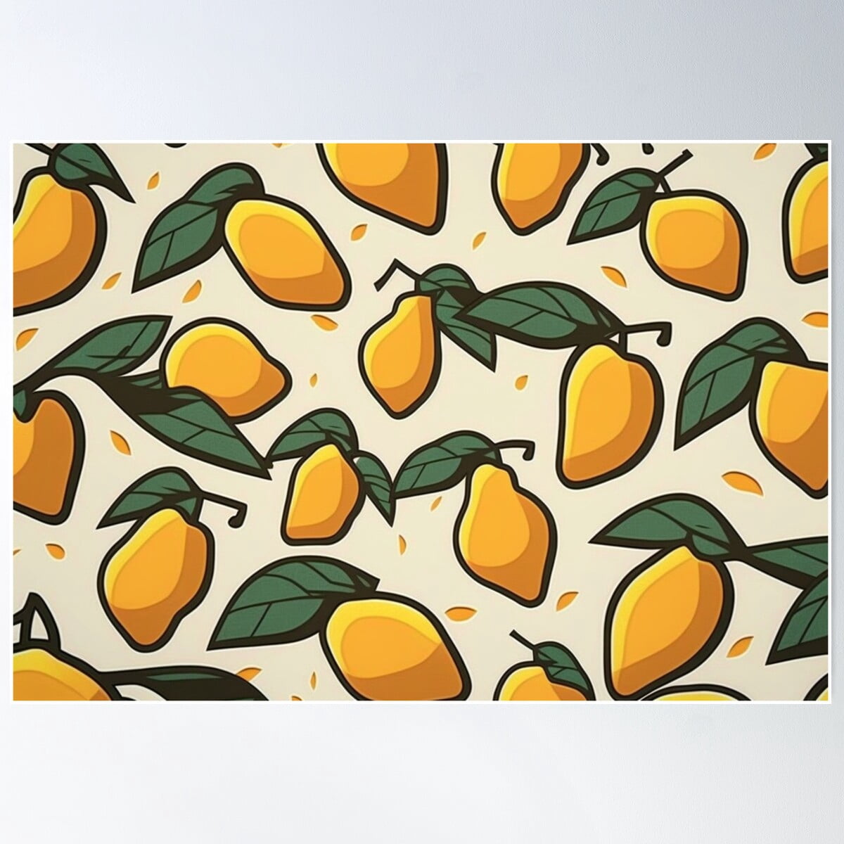 Funky Mango Pattern Poster Wall Art, Modern Wall Decor For Living Room ...