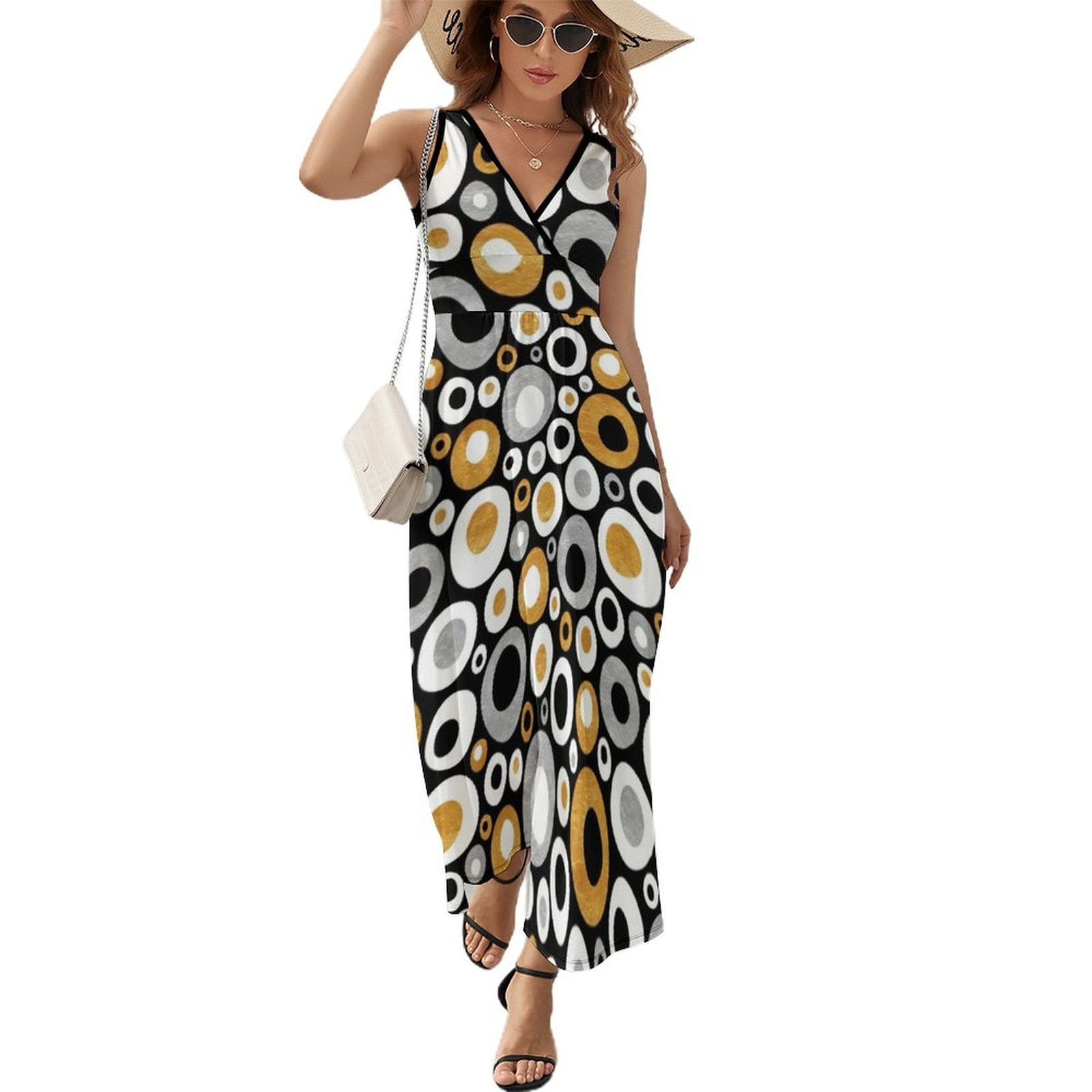 Funky Mid Century Modern Circles - Gold Silver Black White Sleeveless ...