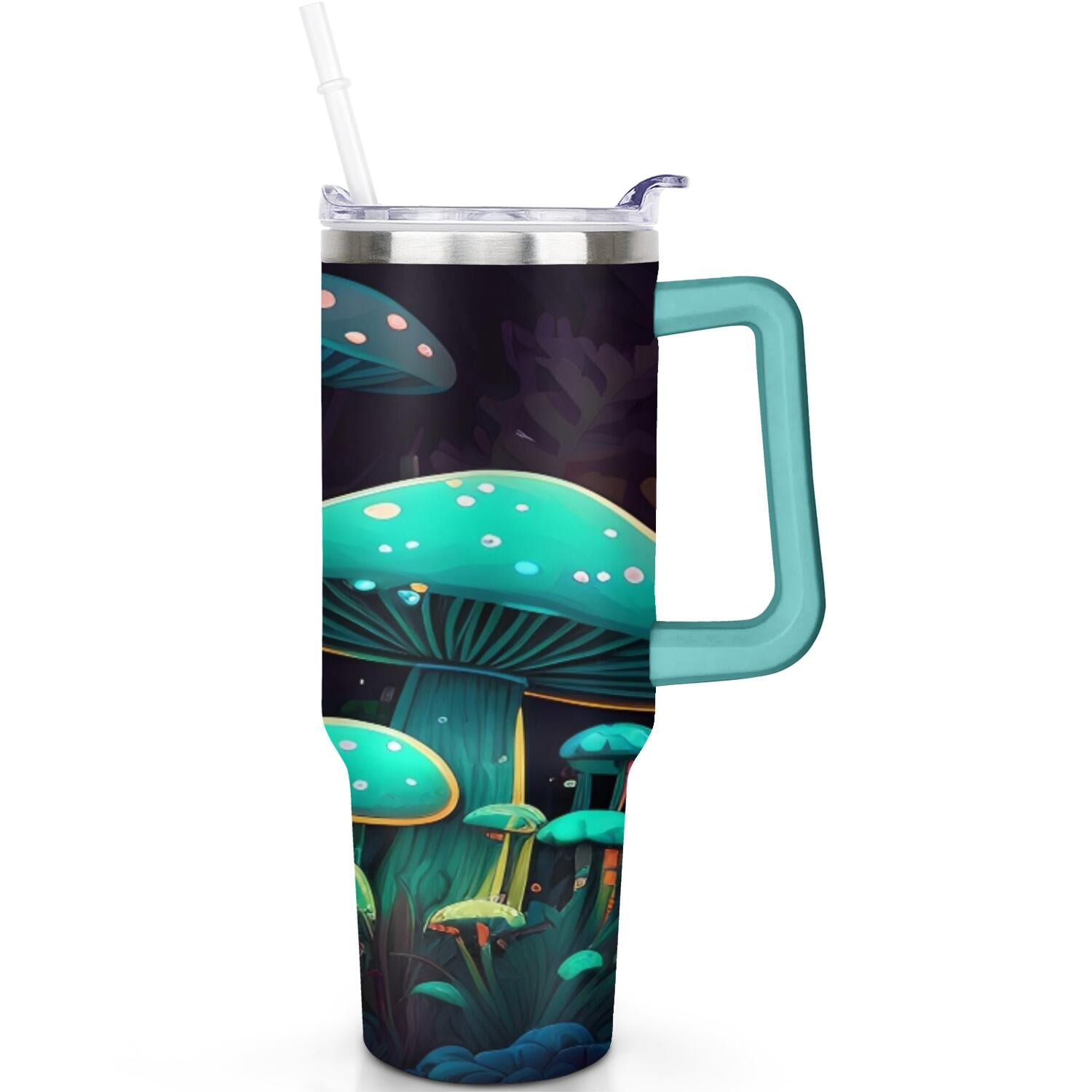 Funky Mushroom Art Large 40oz Cold Drink Cup Double Wall Stainless ...