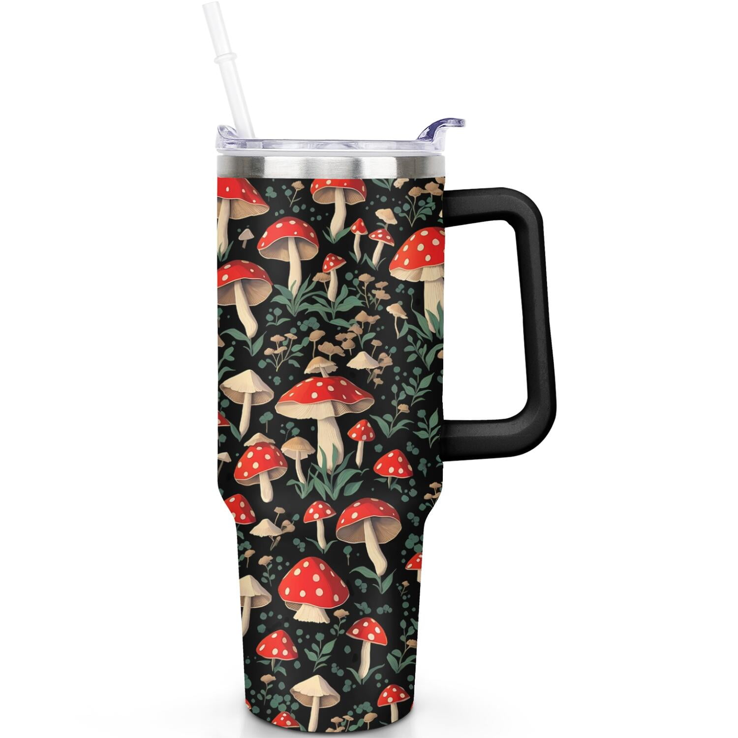 Funky Mushroom Art Large 40oz Cold Drink Cup Durable Steel Thermal ...