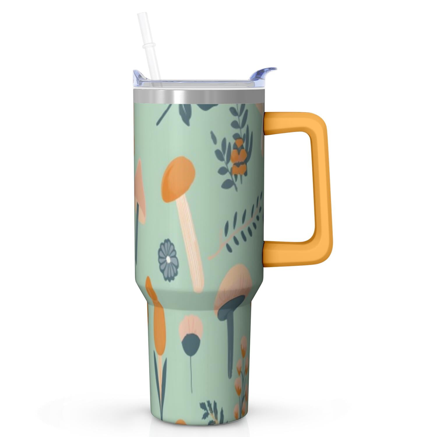 Funky Mushroom Tumbler with Handle 40 oz, Colorful Stainless Steel ...