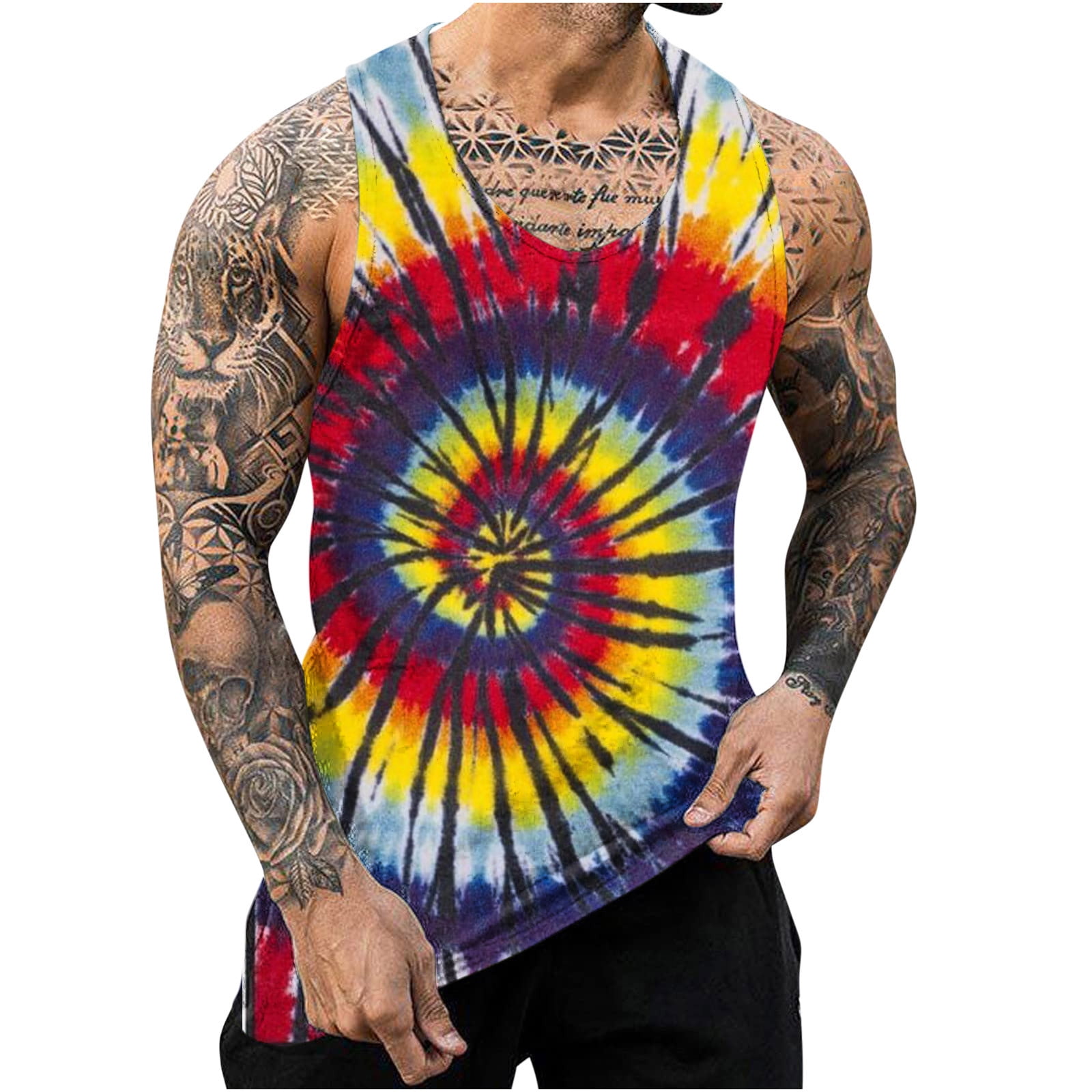 Funky Novelty Tank Tops Big and Tall Men Tie Dye Sleeveless Shirts ...