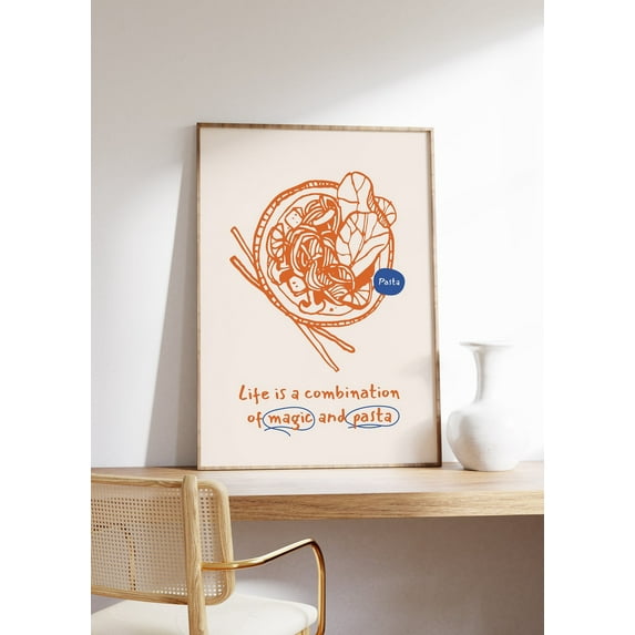 Funky Pasta Print, Pasta Night, Italian Food Quotes, Retro Kitchen Wall ...