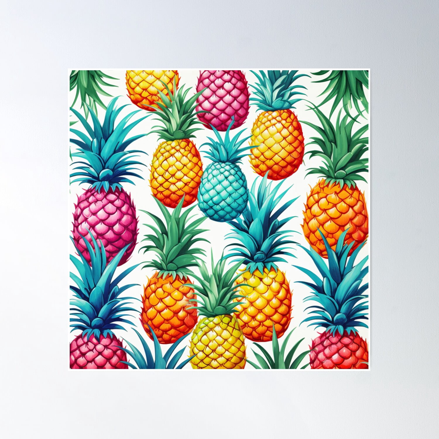 Funky Pineapple Design Poster Wall Art, Modern Wall Decor, 24x24 ...
